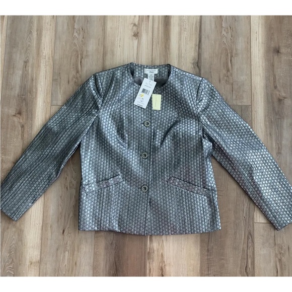 Laura Ashley | Jackets & Coats | Laura Ashley Silver Metallic Circles ...
